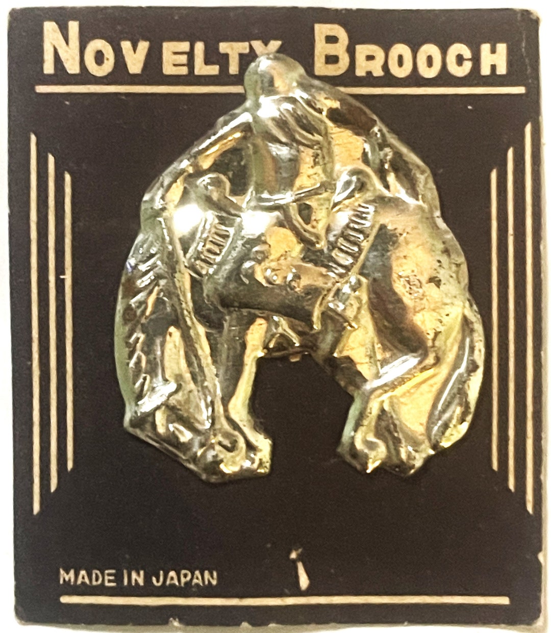 Antique Vintage 1950s Rodeo Cowboy Bucking Bronco Brooch on Original ...