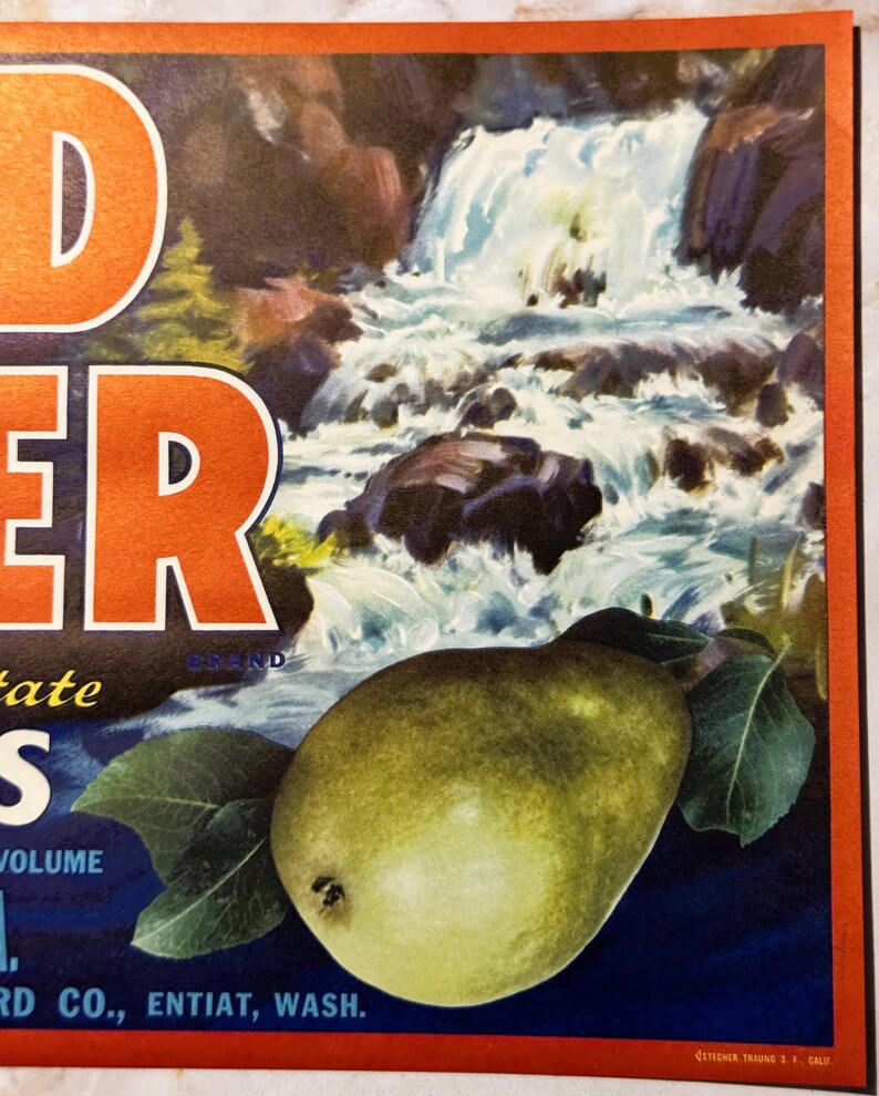Vintage 1950s Mad River Pears Crate Label - Washington Memorabilia - Etsy