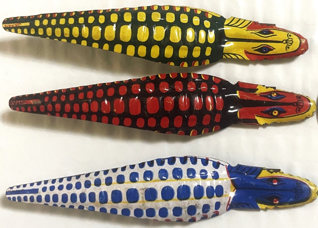 Antique Vintage 1950s Snake Tin Clicker Noisemaker, Mouth Opens and ...