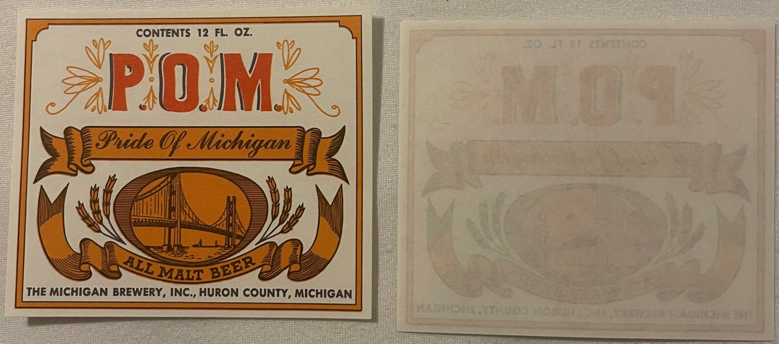 Vintage Pride of Michigan Beer Label Huron County MI 1950s - Etsy