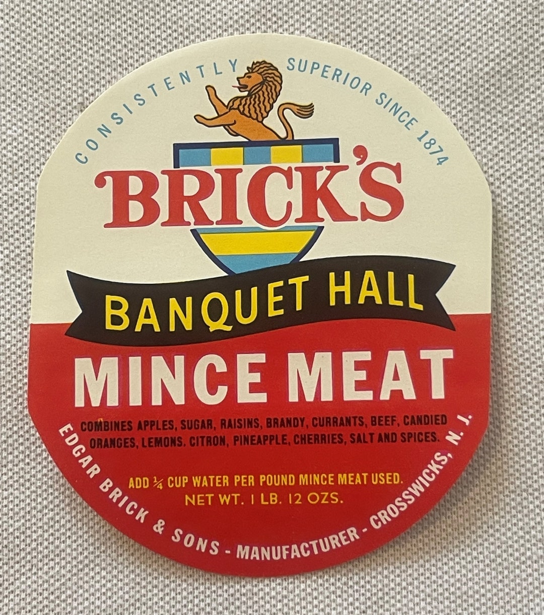 Antique Vintage Brick's Banquet Hall Mince Meat Label 1910s - 1930s - Etsy