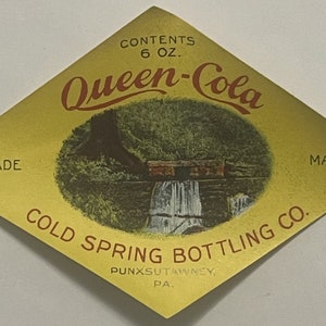 Antique Vintage 1930s Queen Cola Label, Punxsutawney, PA, Unique ...
