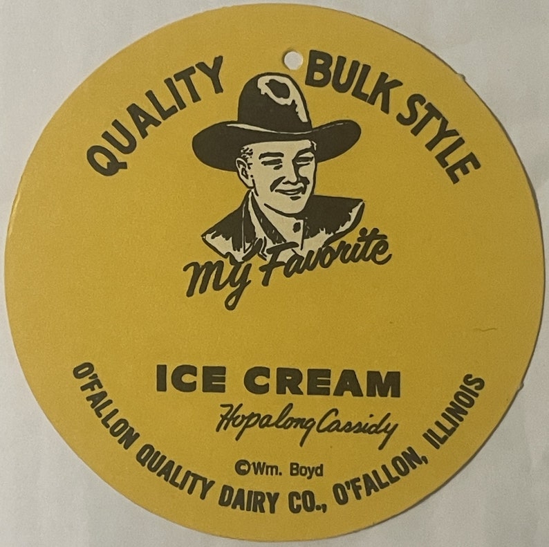 Vintage 1950s Hopalong Cassidy Ice Cream Sign NOS O’fallon Quality ...
