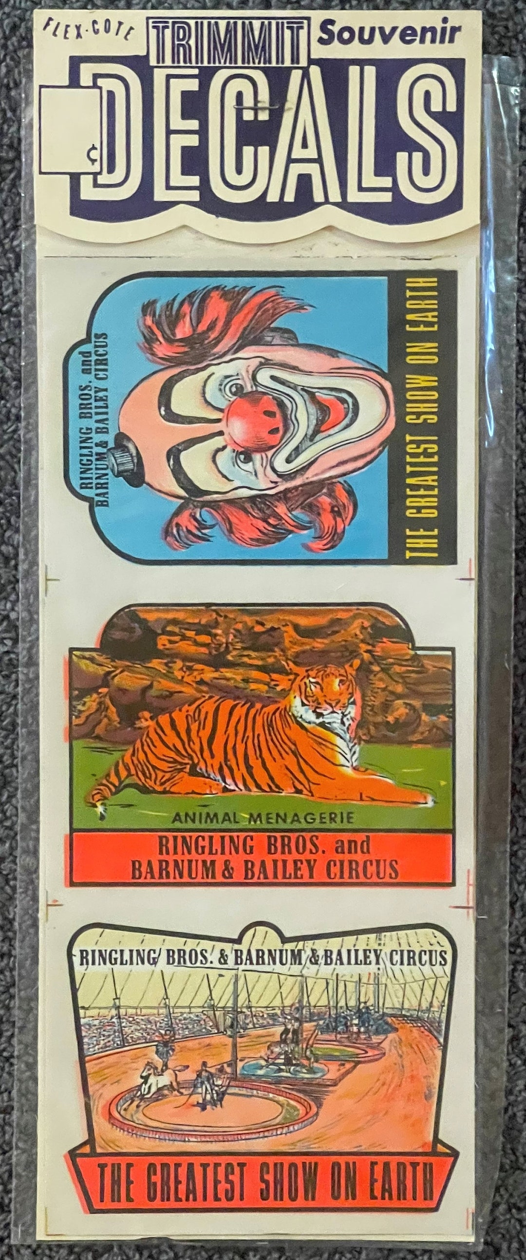 Vintage 1950s Ringling Bros Barnum & Bailey Circus Decals Trimmit NOS ...