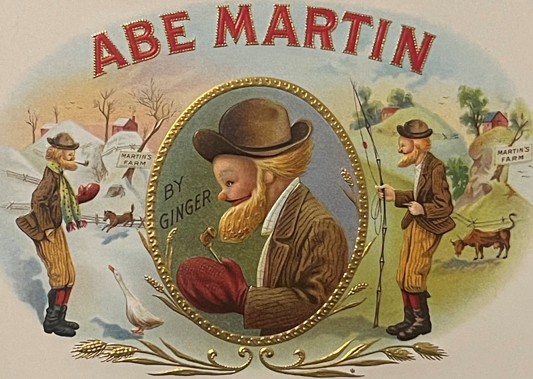 Antique 1900s - 1930s Abe Martin Embossed Cigar Label, Famous Cartoon ...