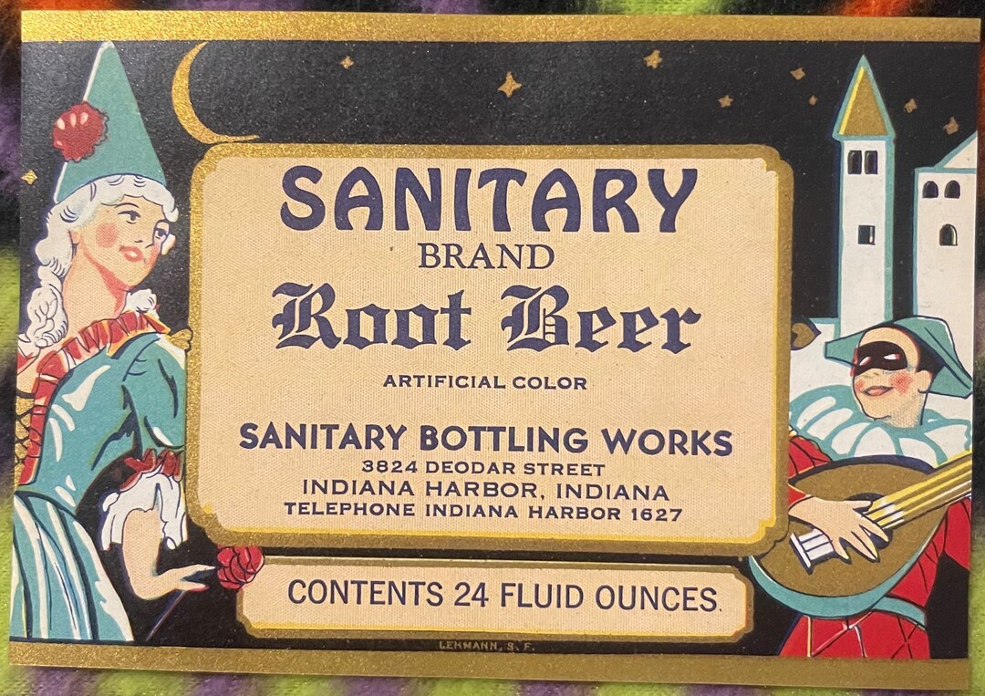 Antique 1920s Sanitary Root Beer Label, Indiana Harbor, IN, Medieval ...