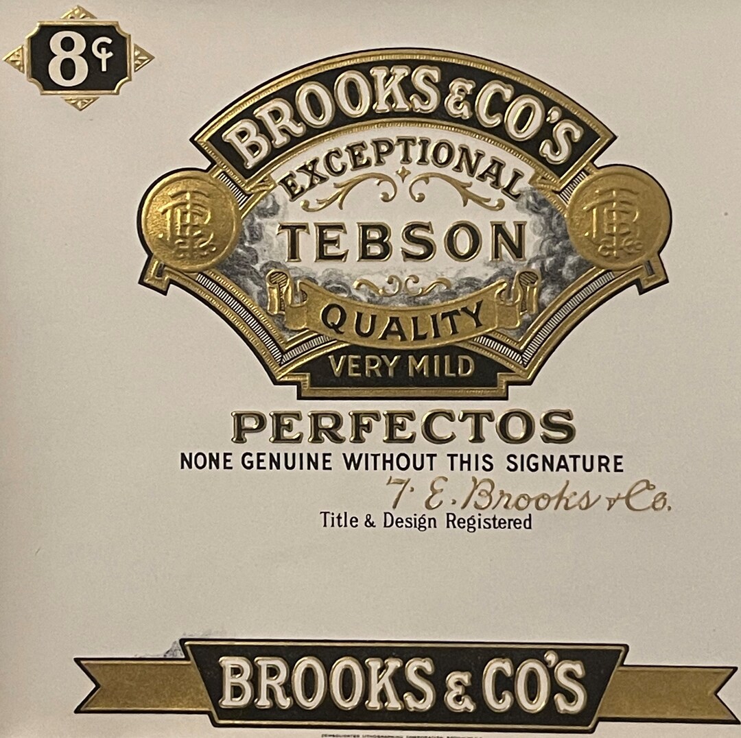 Rare Antique Vintage 1900s - 1920s Tebson Embossed Cigar Label, Brooks ...