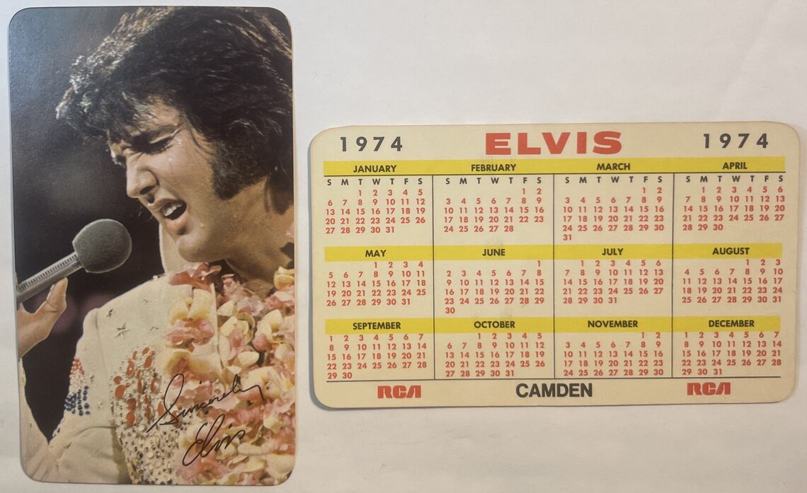 Vintage 1974 Elvis Presley Card Calendar RCA Records Aloha From Hawaii ...