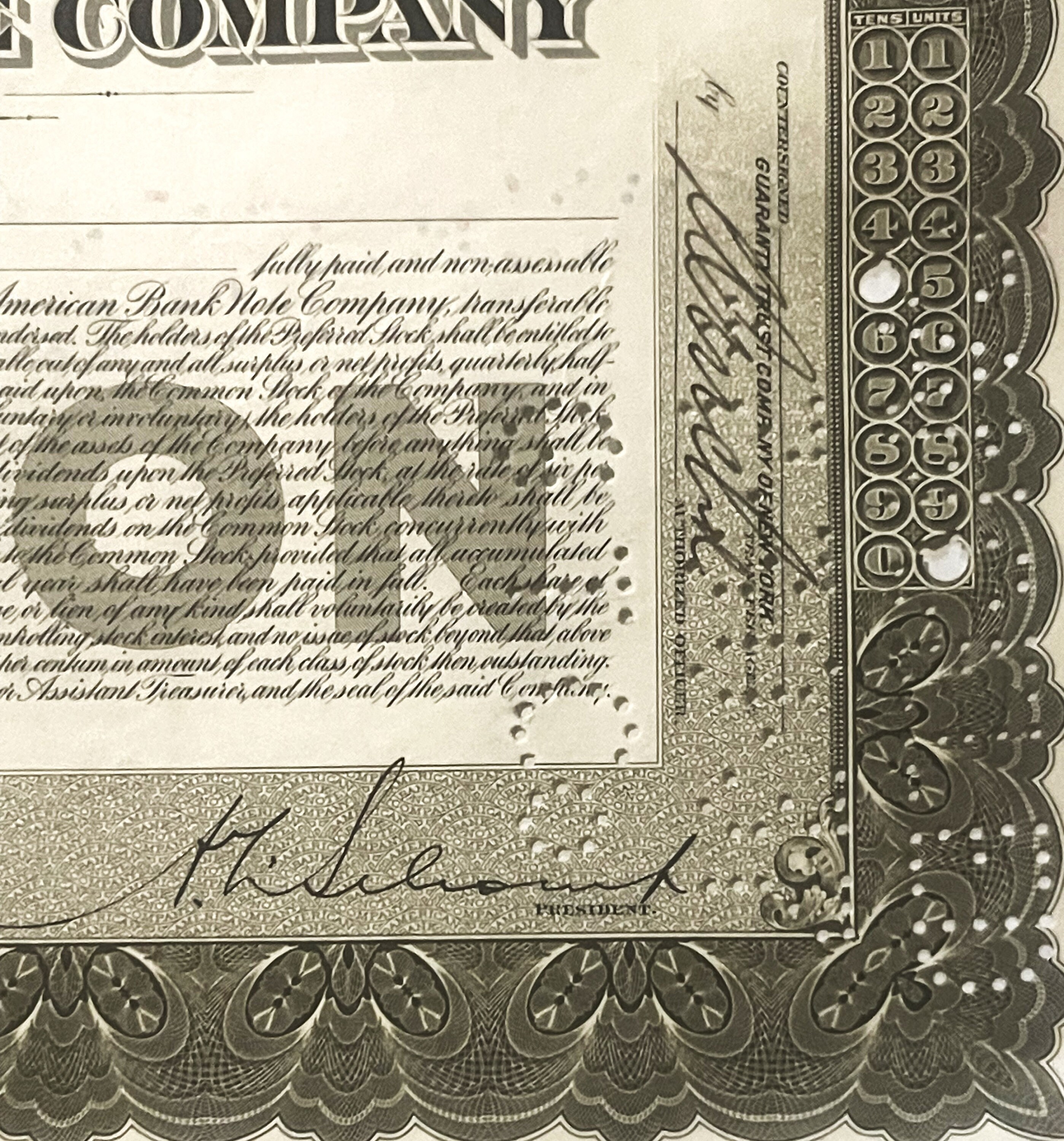 Vintage 1920s - 1940s American Bank Note Company Stock Certificate ...