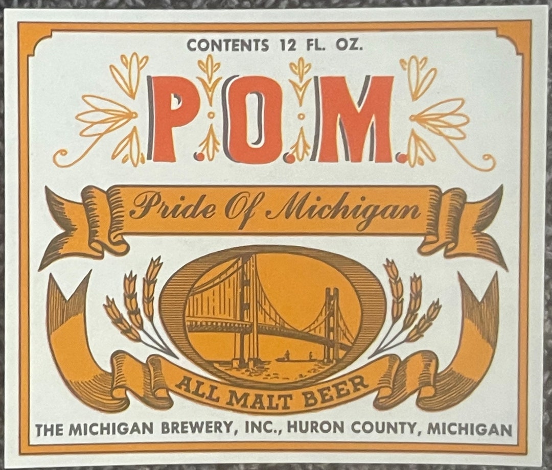 Vintage 1950s - 1960s Pride of Michigan Beer Label, Huron County, MI - Etsy