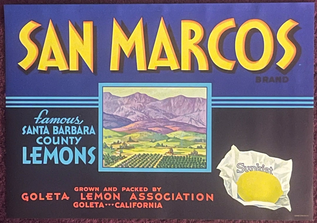 Antique Vintage 1930s San Marcos Sunkist Crate Label, Goleta, CA - Etsy