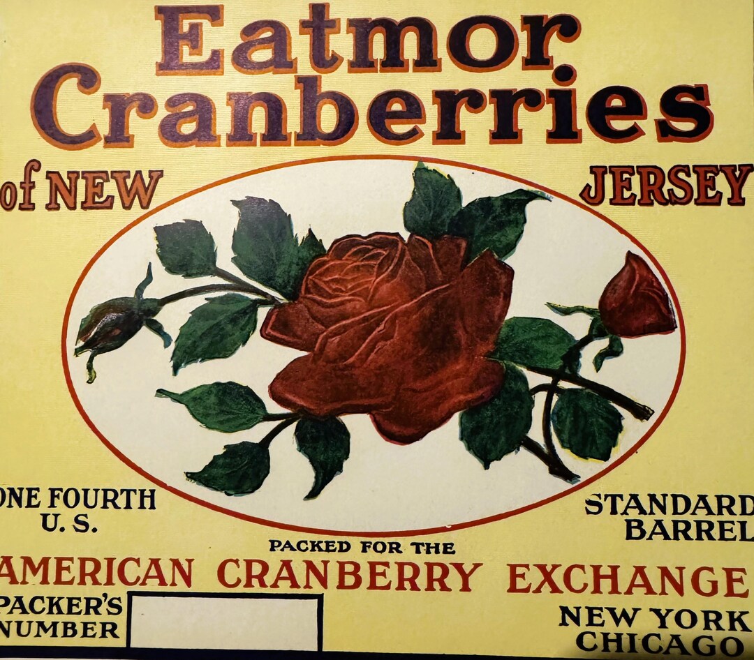 Antique Vintage 1920s American Beauty Eatmor Cranberries Barrel Label ...