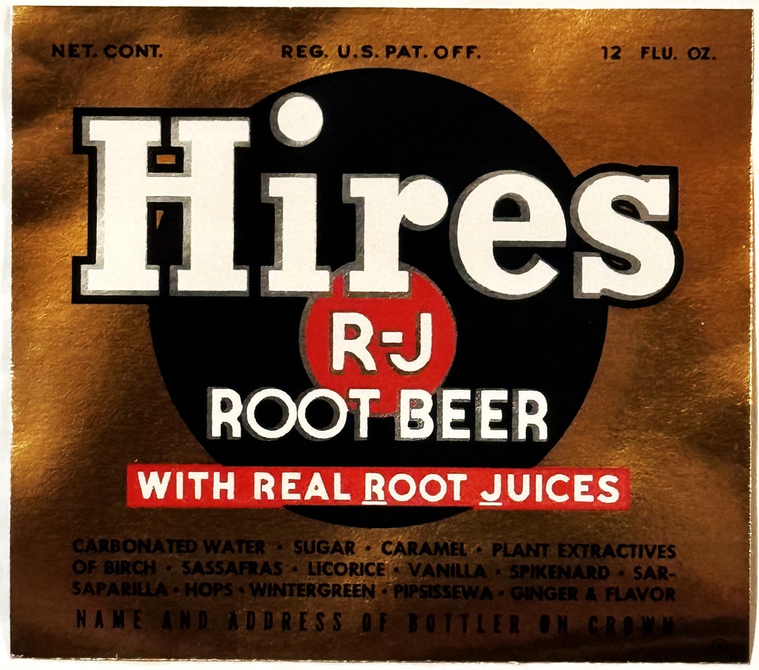 Rare Antique 1930s Hires R - J Root Beer Label, RIP 2023 American Icon ...