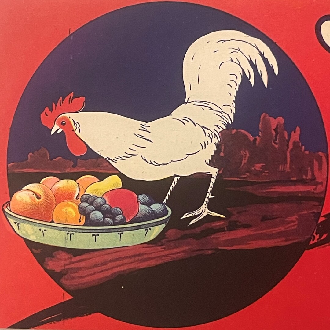 Antique Vintage Our Pick Crate Label Loomis, CA 1930s Chicken Rooster ...
