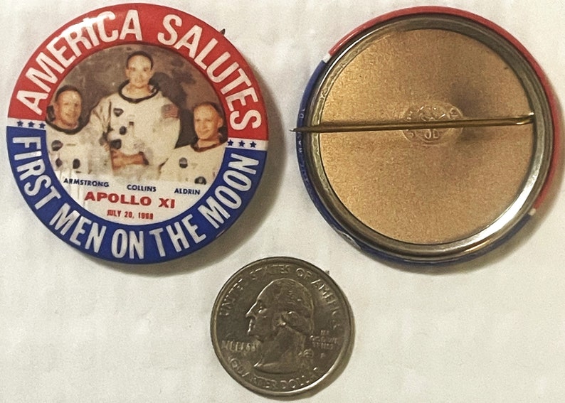 Vintage 1969 Apollo 11 Moon Landing Pin — NOS NASA Commemorative Button ...