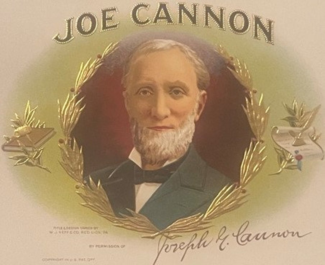 Antique 1900s - 1920s Joe Cannon Embossed Cigar Label, Most Dominant ...