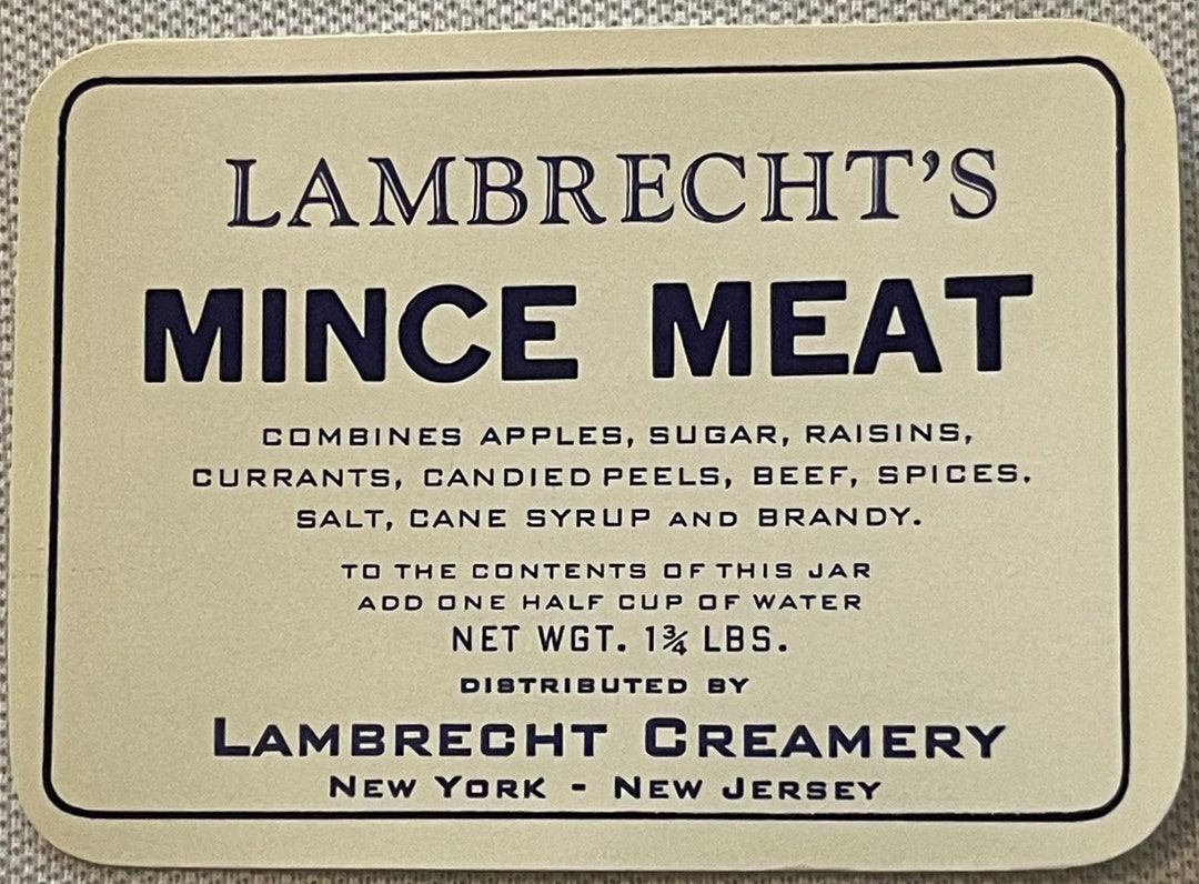 Rare Antique Vintage Lambrecht's Mince Meat Label NY, NJ 1910s - 1930s ...