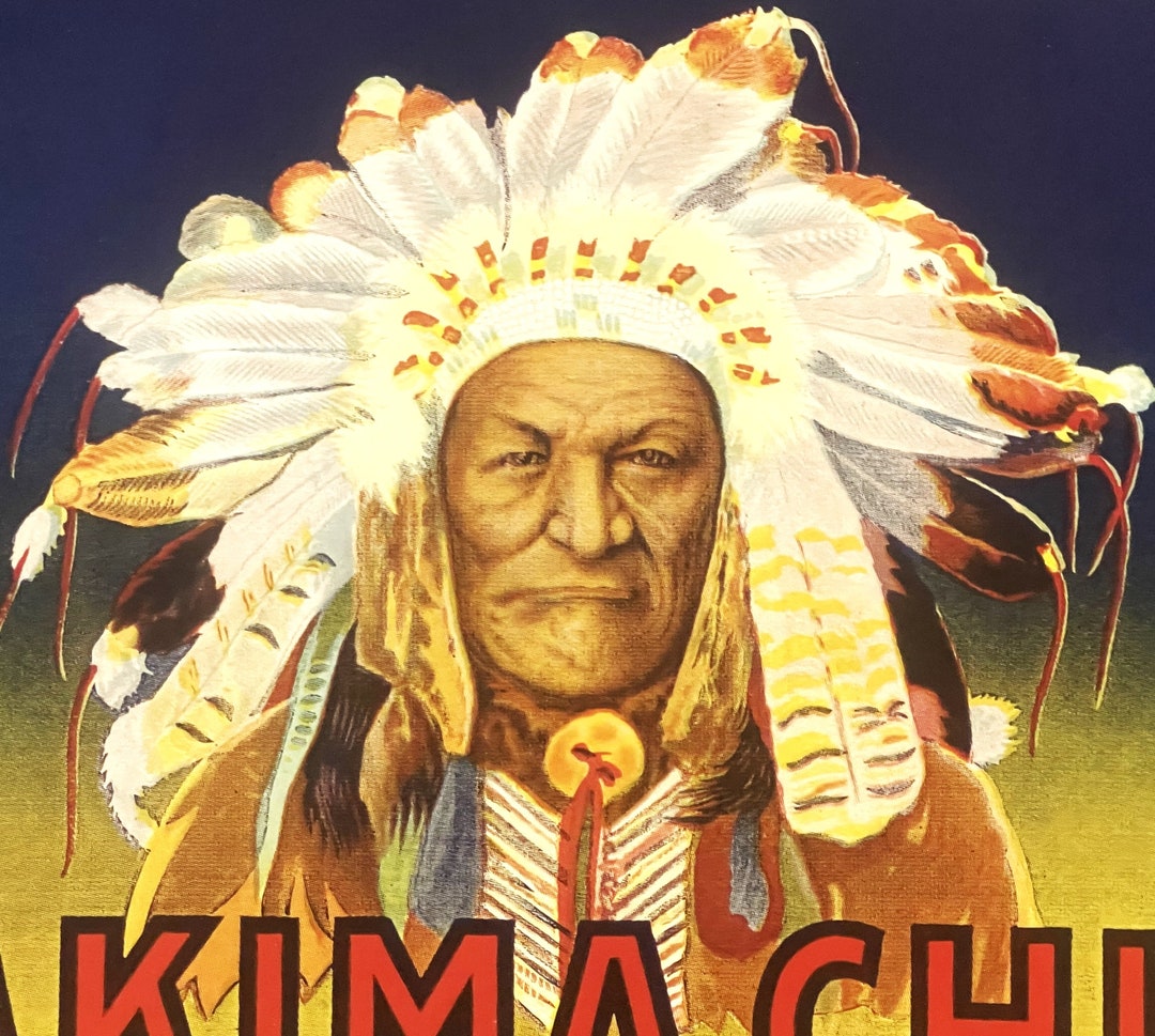 Vintage 1940s Yakima Chief Crate Label Original NOS Native American ...