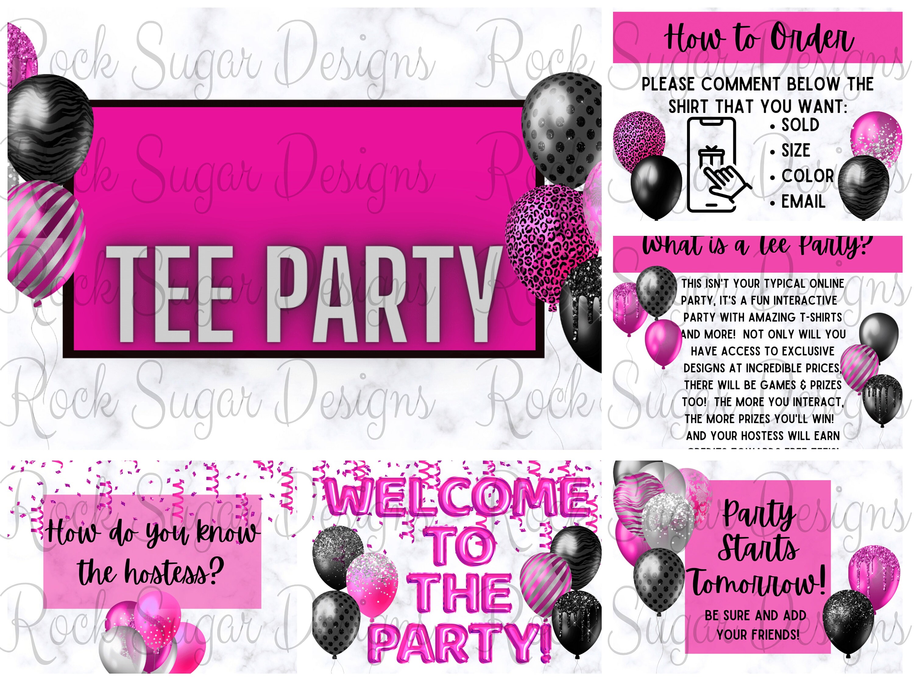 Pink & Black Tee Party Graphics Bundle, Tshirt Party, T-shirt Party ...