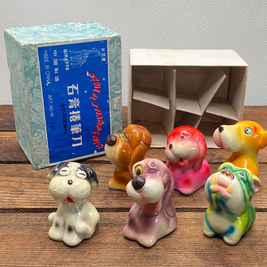 6 Vintage Doggy Dog Animal Pencil Sharpeners 1960's in Original Box - Etsy