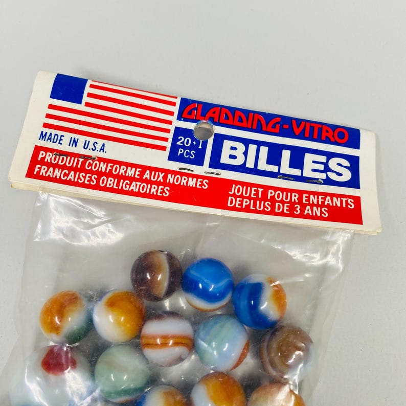 1 Vintage Bag 1960's - 70's Glass Marbles in Original Package Made in ...