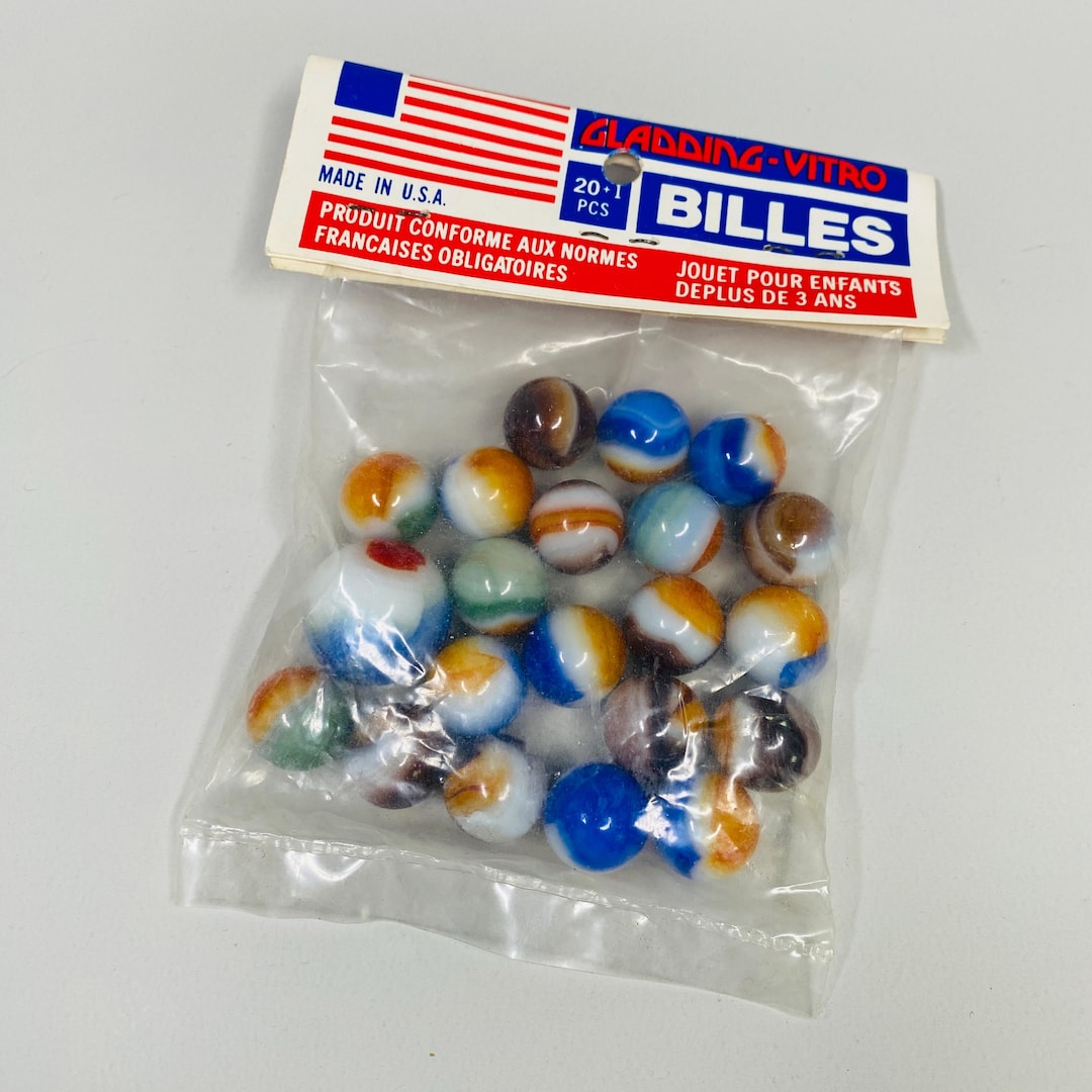 1 Vintage Bag 1960's - 70's Glass Marbles in Original Package Made in ...