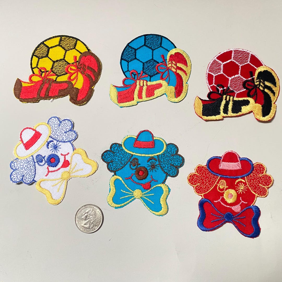 Vintage RETRO Embroidery Patches Funny Variants Soccer & Clowns 1970's ...
