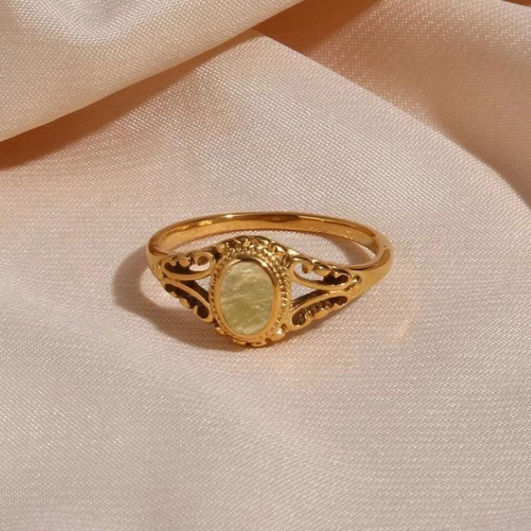 Libyan Desert Glass Ring: Sterling Silver Tektite Jewelry - Etsy