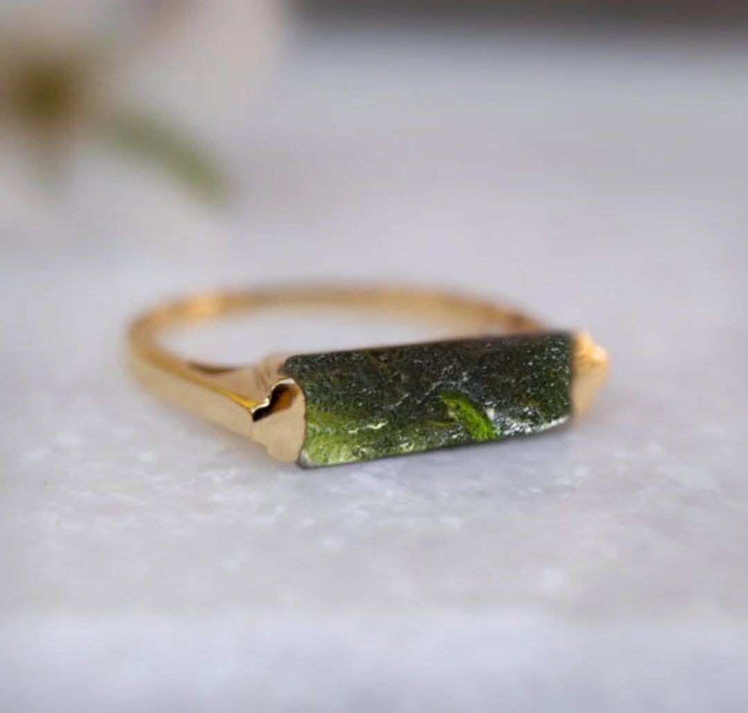 Moldavite Ring Natural Moldavite Wedding Ring Christmas - Etsy