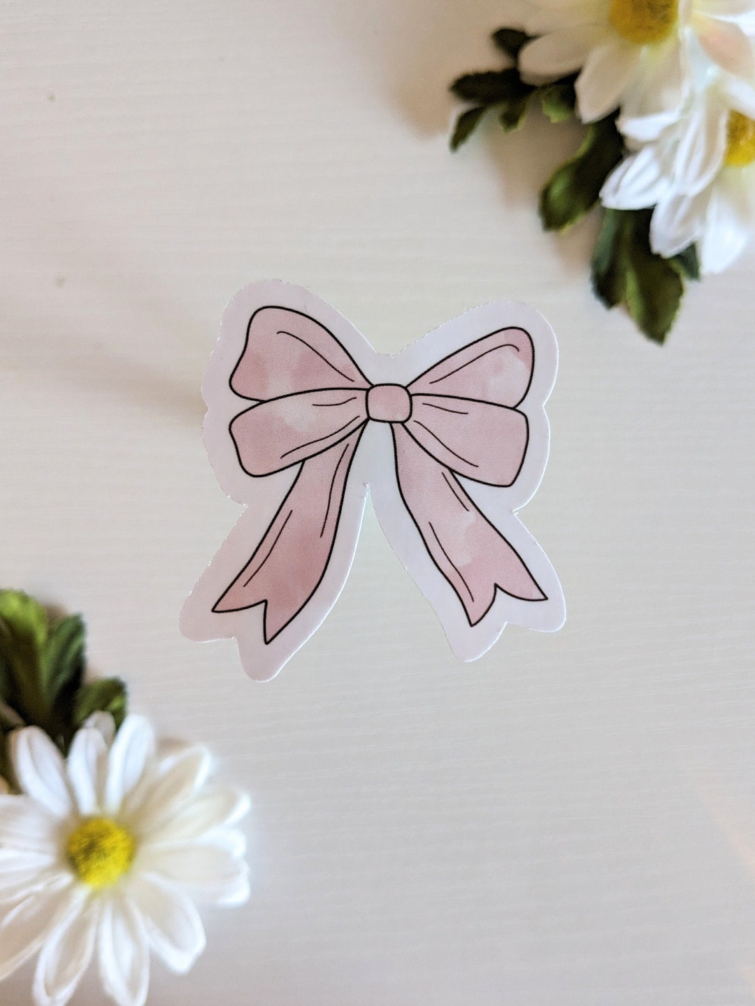 Pink Watercolor Bow Sticker - Etsy