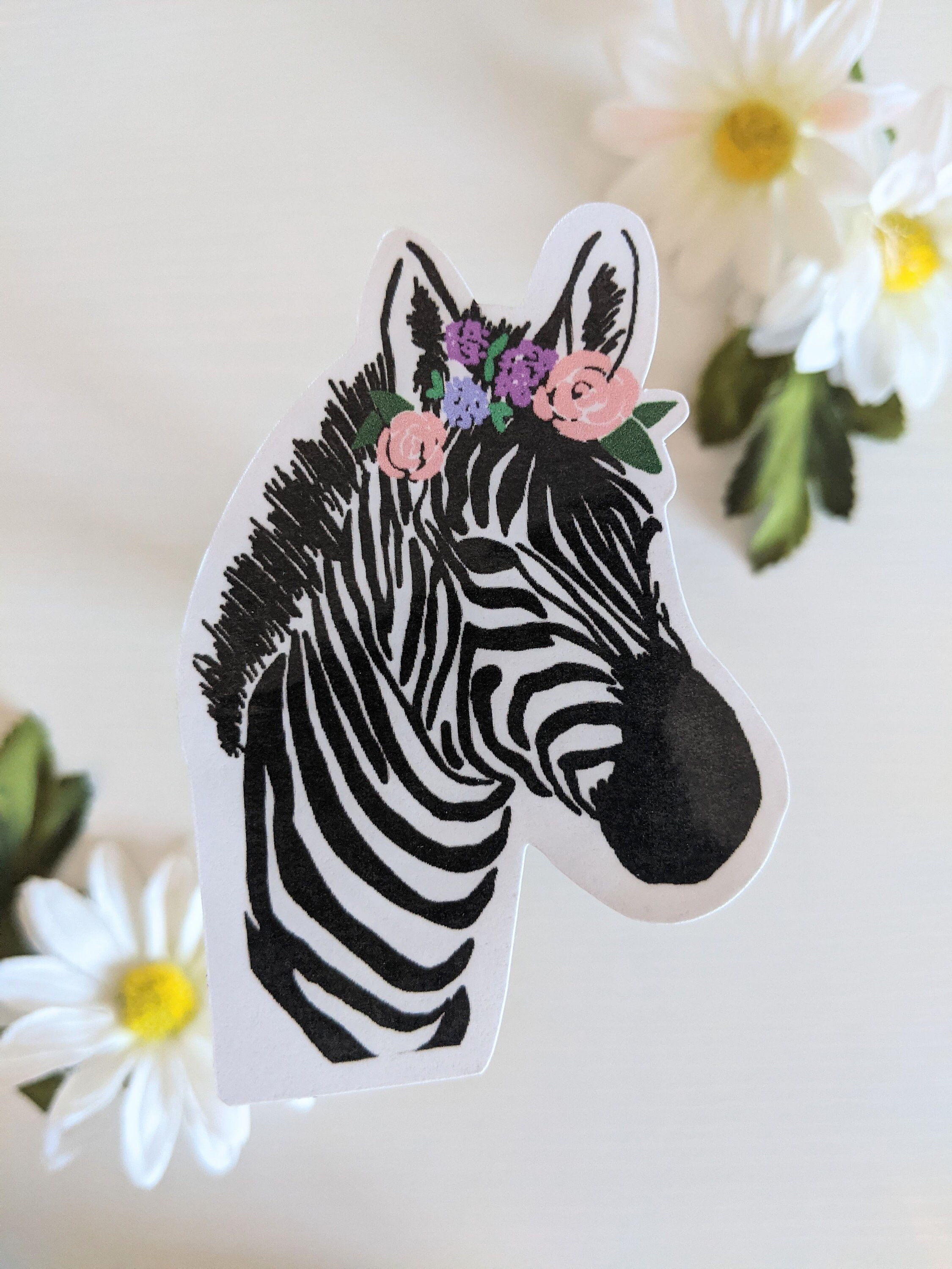 Floral Zebra Sticker | Etsy
