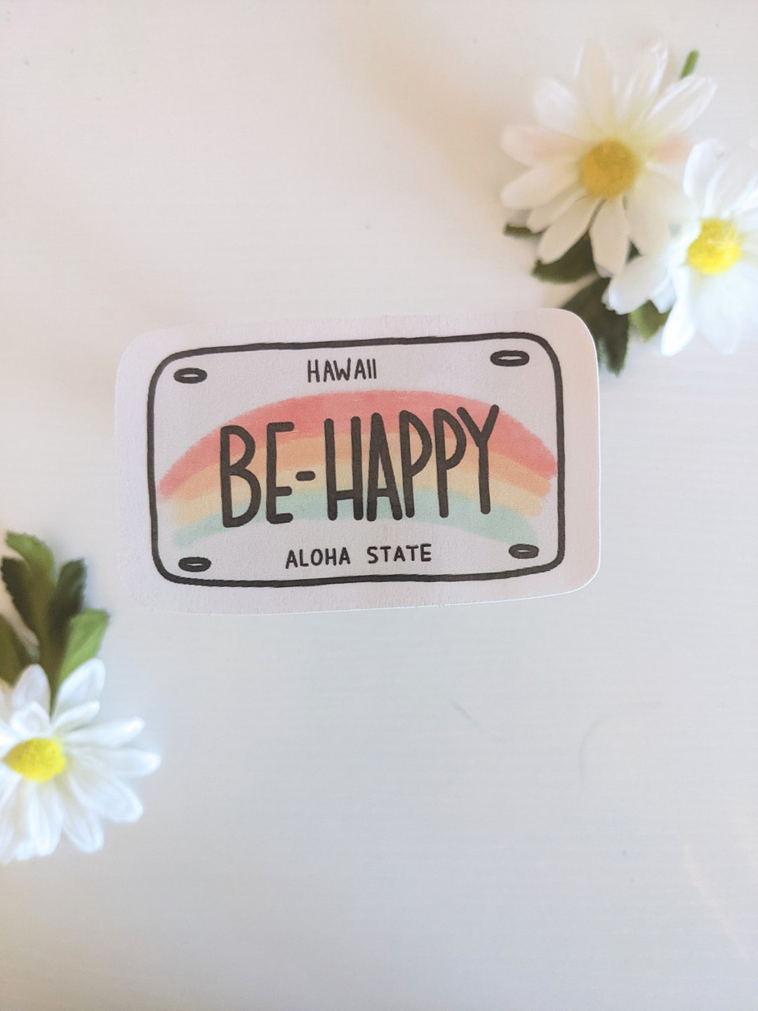 Be Happy License Plate Sticker - Etsy