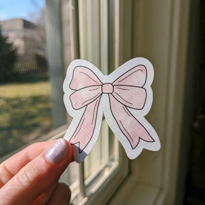 Pink Watercolor Bow Sticker - Etsy