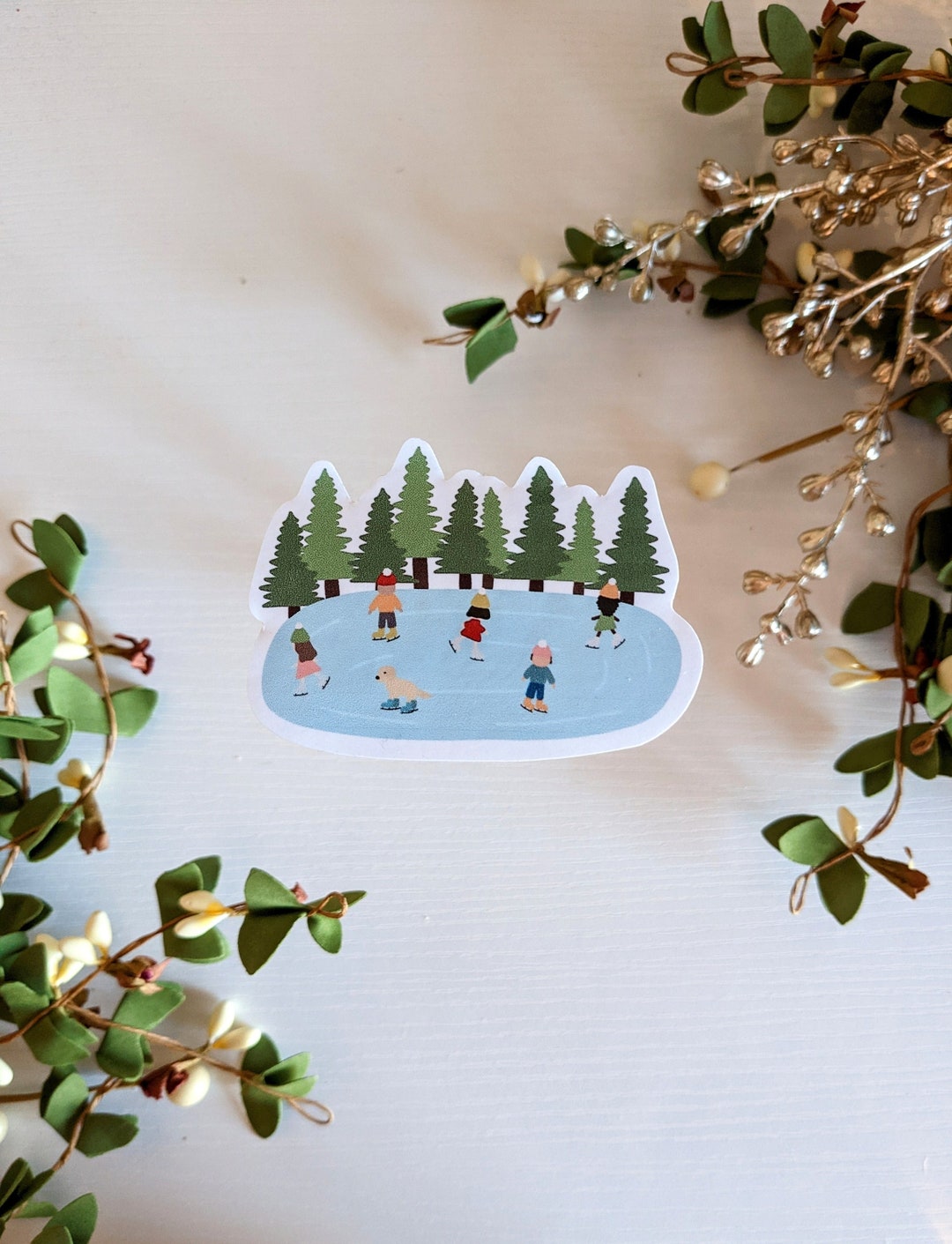 Christmas Ice Skating Rink Sticker - Etsy
