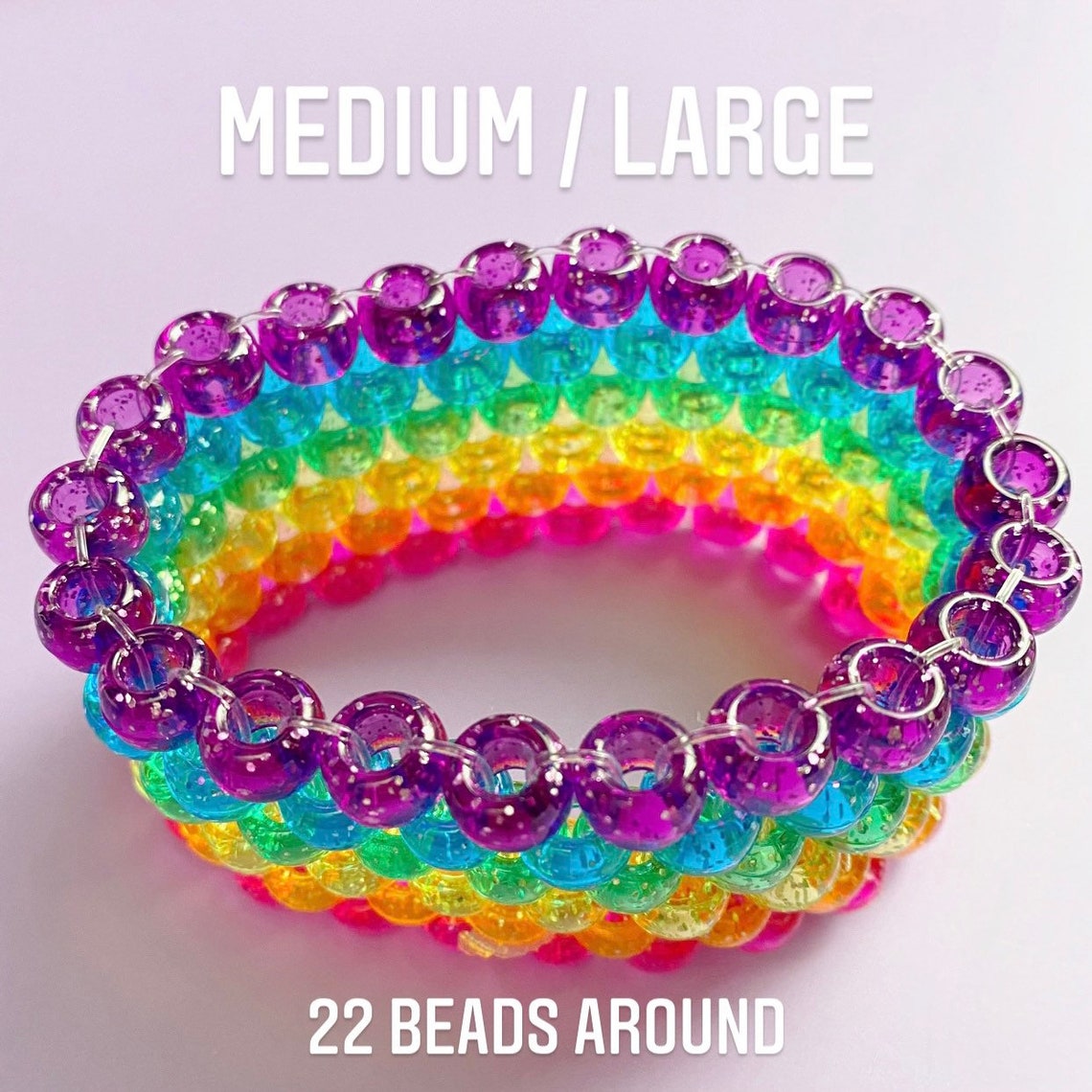 Rainbow Kandi Bracelet Cuff CLEAR GLITTER | Etsy