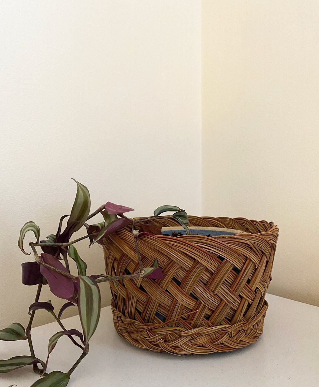 Vintage Wicker Planter Vintage Wicker Basket Vintage Woven Planter - Etsy