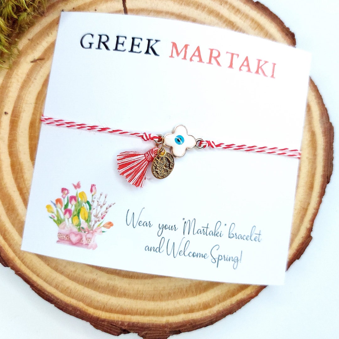 Greek Evil Eye Martaki March Spring Bracelet, Red String Bracelet WB88 ...