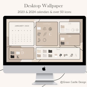 Aesthetic Desktop Wallpaper Organizer, 2023 and 2024 Monday and Sunday ...