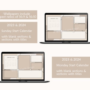 Aesthetic Desktop Wallpaper Organizer, 2023 and 2024 Monday and Sunday ...