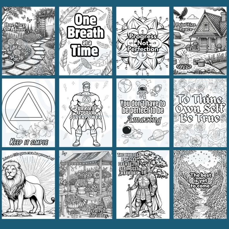 25 Sobriety-themed Coloring Pages - Encouraging AA Recovery - Instant ...