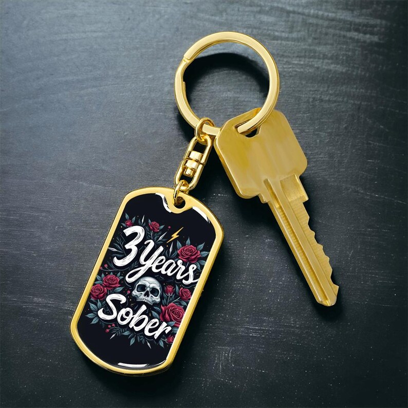 3 Years Sober Keychain - Engraved Sobriety Milestone Gift for Recovery ...