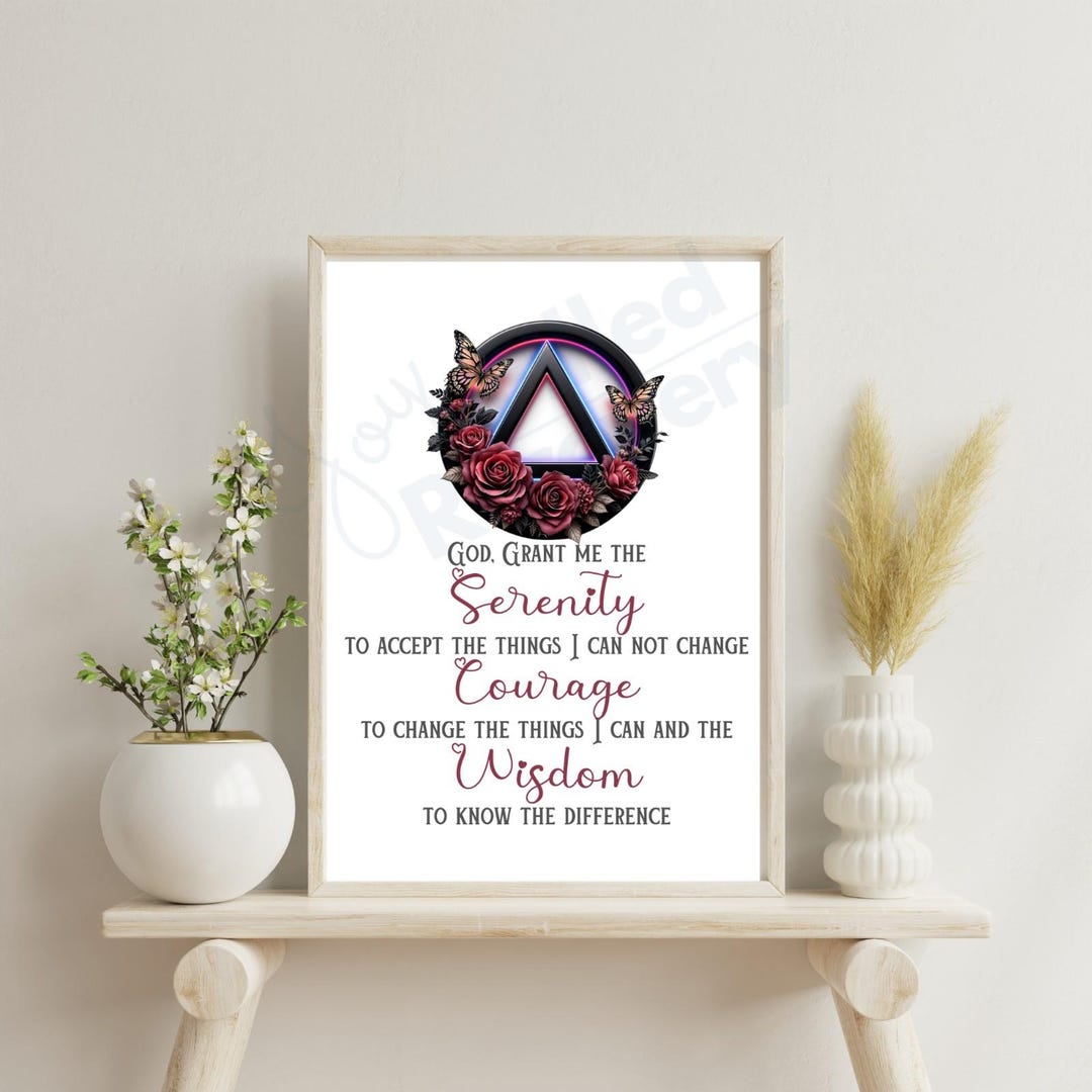 Serenity Prayer AA PNG, Sober Living Digital Download, Recovery Gift ...