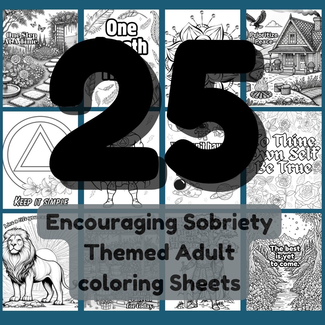 25 Sobriety-themed Coloring Pages - Encouraging AA Recovery - Instant ...