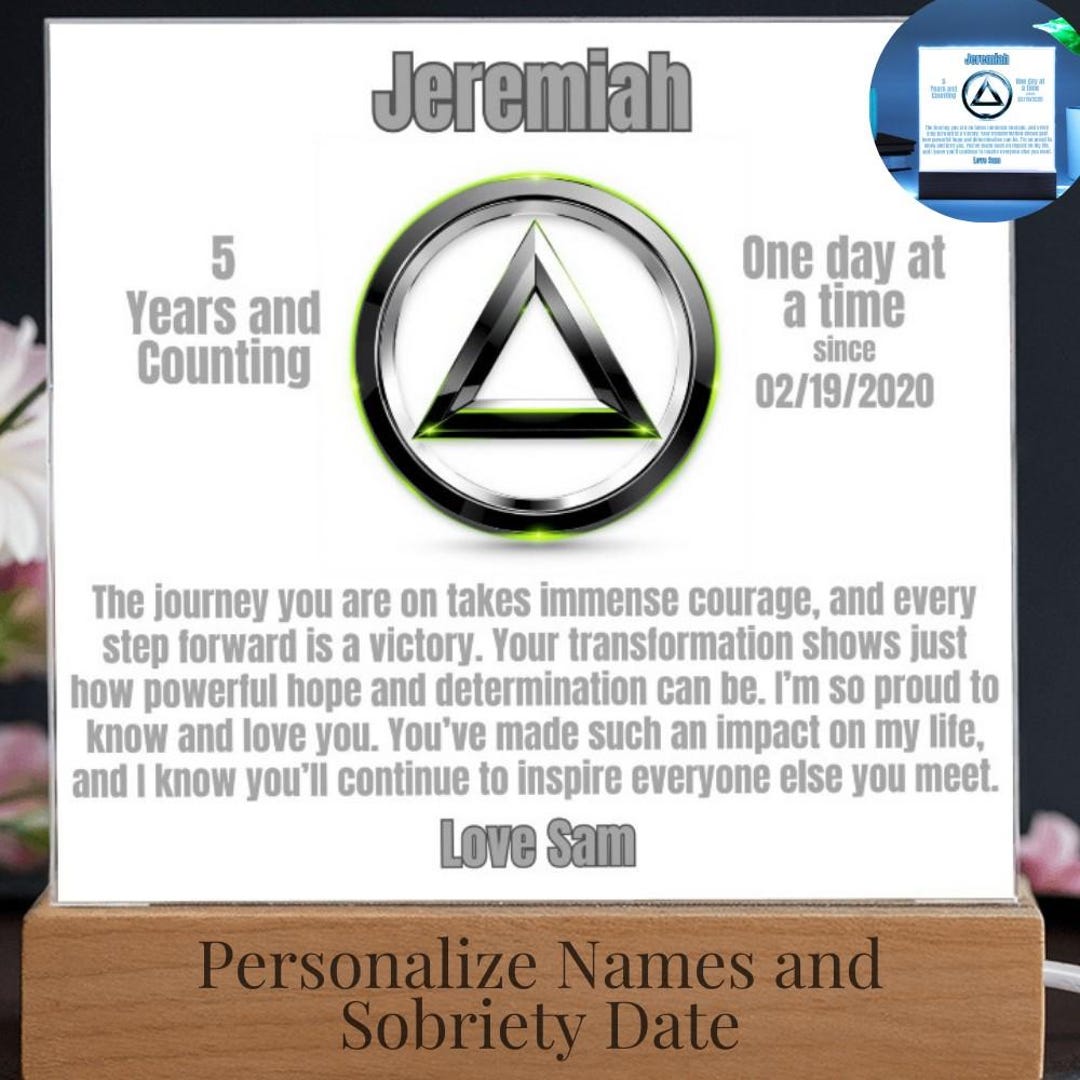 AA Symbol LED Acrylic Sign, Inspirational Sober Plaque, Sobriety ...