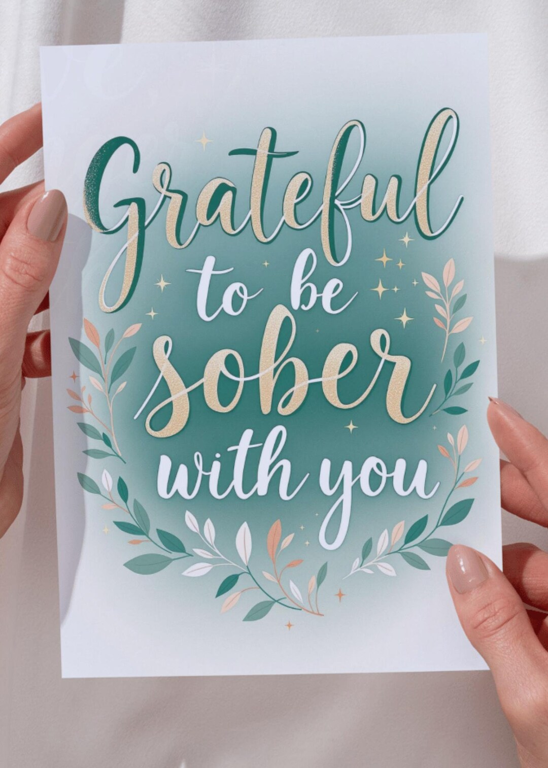 Grateful to Be Sober With You Digital Download Card, Sobriety Milestone ...