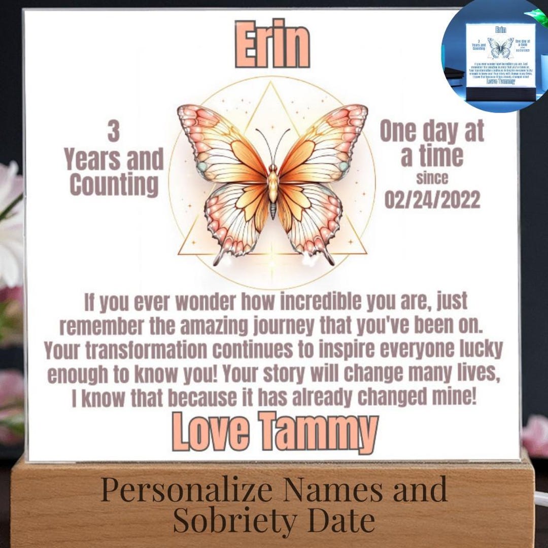 Multi-color Butterfly and AA Symbol LED Acrylic Sign, Inspirational AA ...