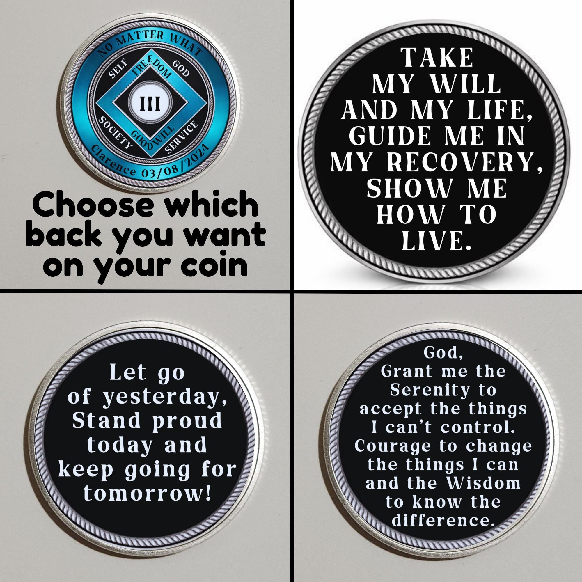 No Matter What NA Recovery Coin ~ Blue Purple Coin With Personalized ...