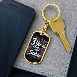 3 Years Sober Keychain - Engraved Sobriety Milestone Gift for Recovery ...
