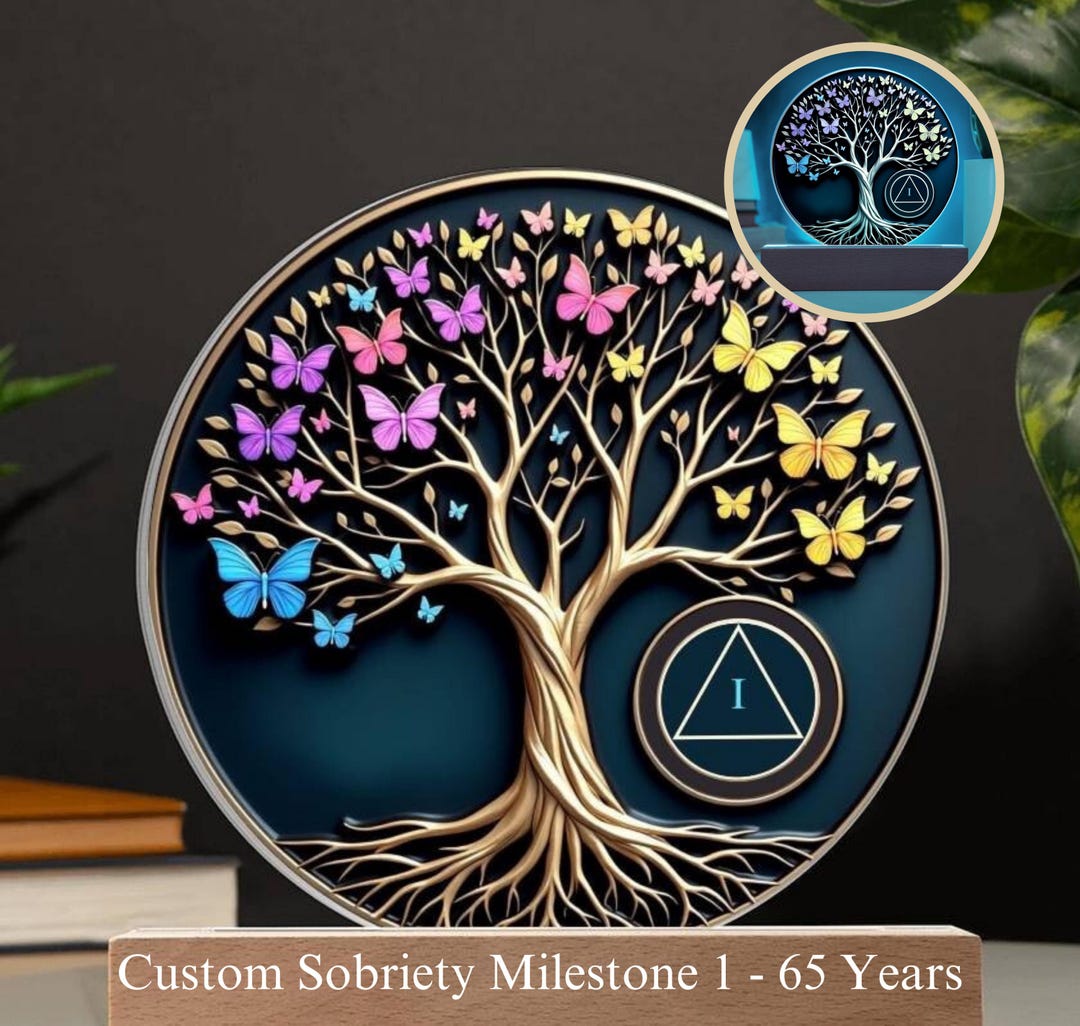 Custom Sobriety Circle Acrylic, Tree of Life LED Plaque, AA Symbol ...