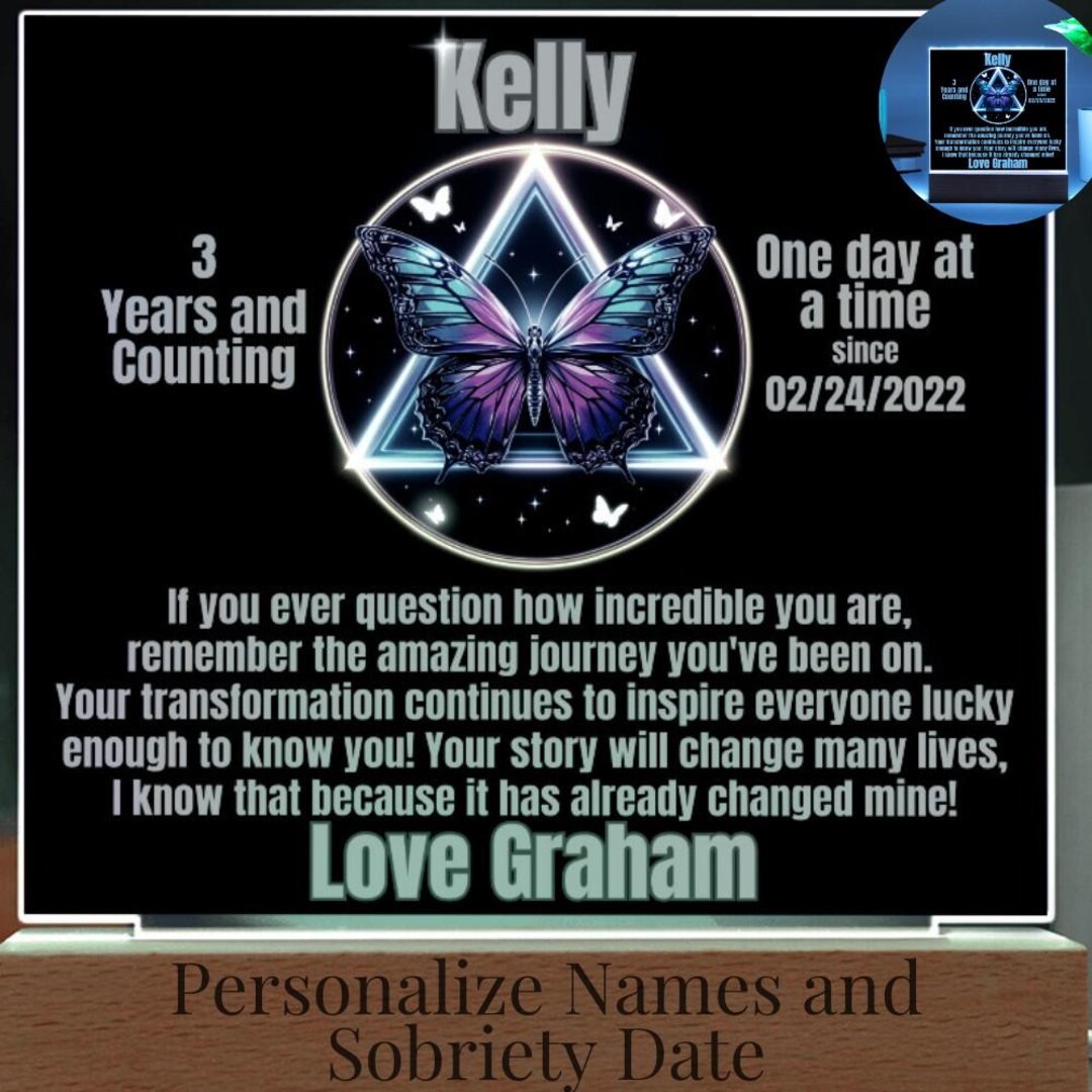 LED Sober Transformation Acrylic Sign With Customizable Date, Recovery ...